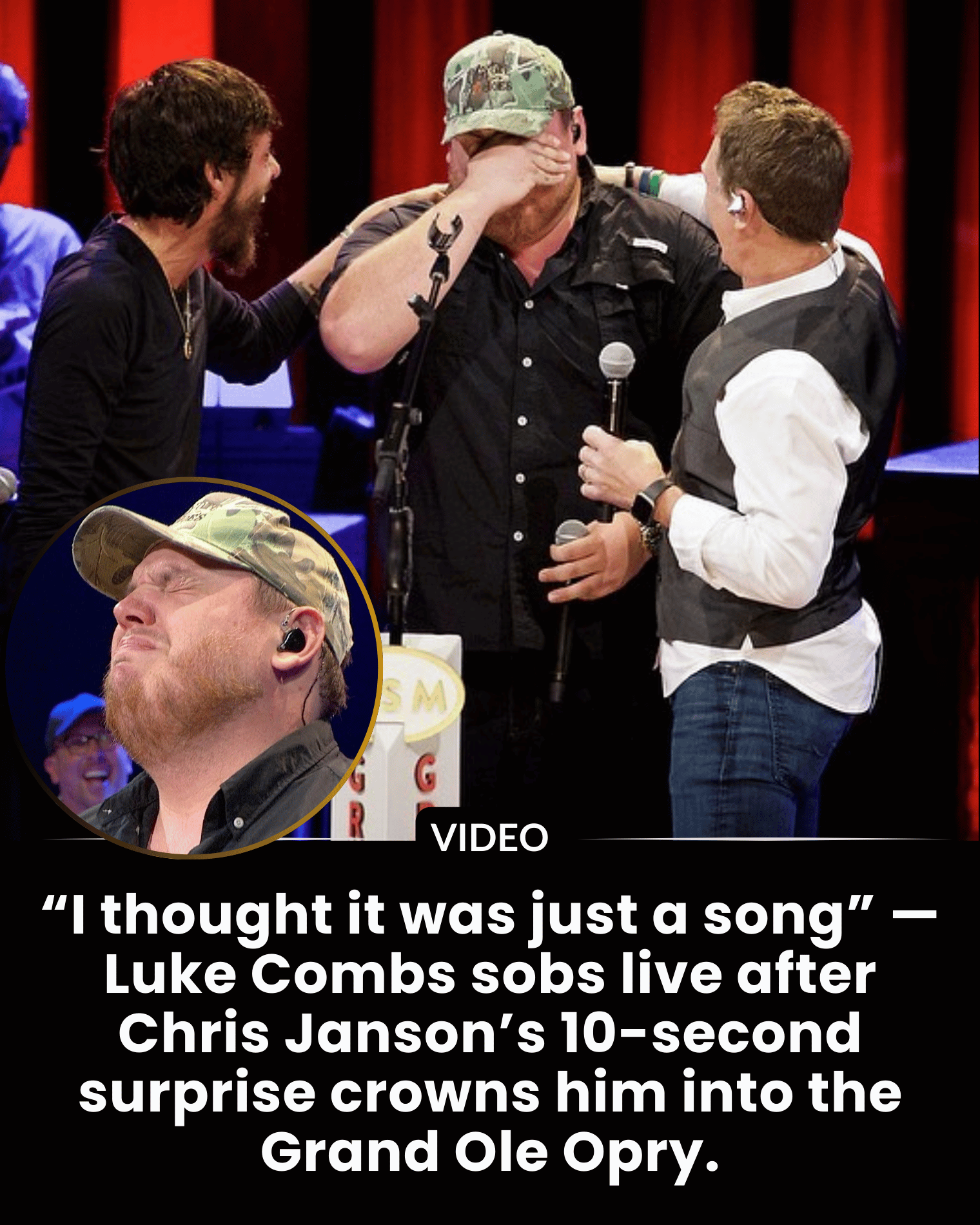 “I thought it was just a song” — Luke Combs sobs live after Chris ...