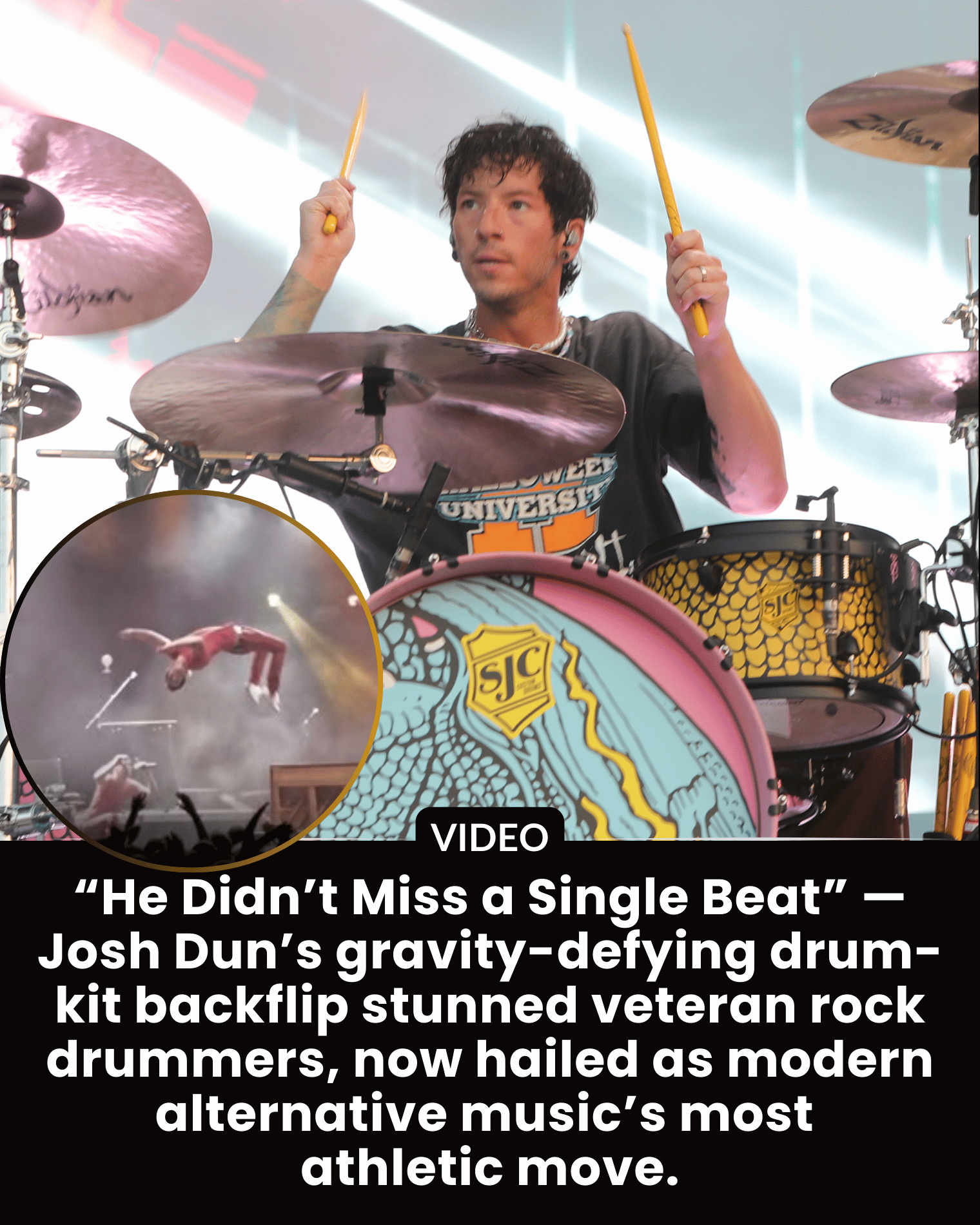 “He Didn’t Miss a Single Beat” — Josh Dun’s gravity-defying drum-kit ...